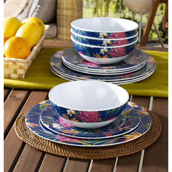 Megara 12 Piece Melamine Dinnerware Set Service for 4